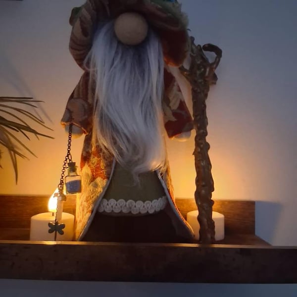Woodland Wizard Gnome: Sage With Bird and Staff Handmade to Order - Etsy