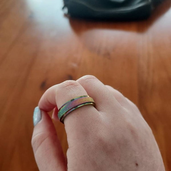 Customalized Spinner Ring Unique Sandblast Stainless Steel Ring for Men ...