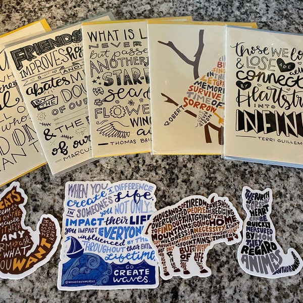 Hand-lettered Cat Sticker, Inspirational Sticker, Animal Sticker ...