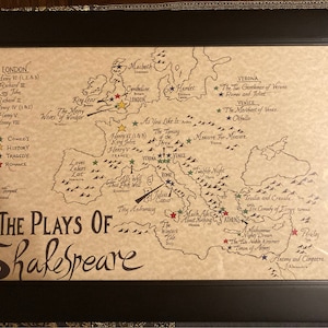 Shakespeare Plays Hand Drawn Map - Etsy