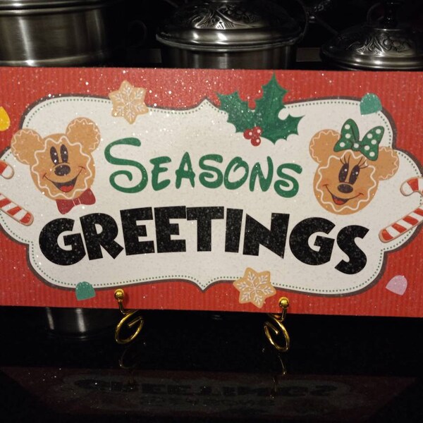 Mickey and Minnie Gingerbread Season's Greeting Sign. - Etsy