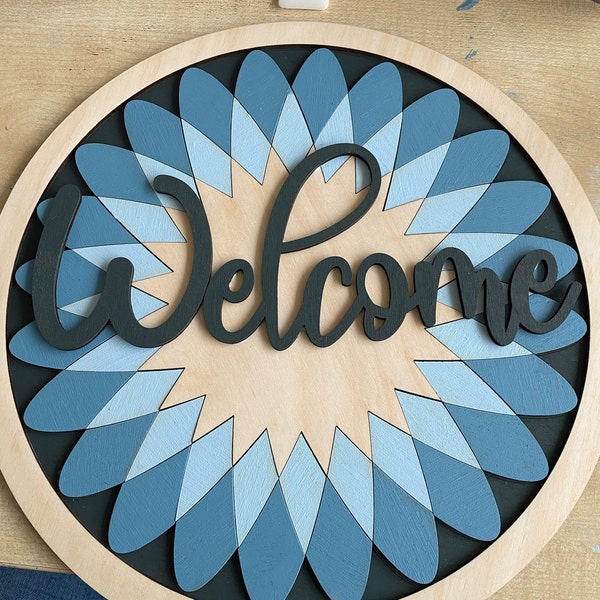 Welcome Quilt Sign. Circle Quilt Sign Laser Cut File, Welcome Boho Door ...