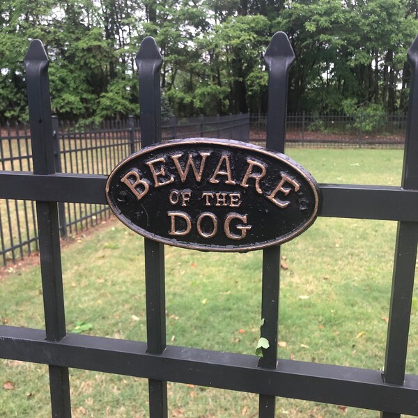 Beware of Dog, Sign, Cast Iron, Dog Sign, 6 3/4" Wide, 3 3/8" Tall - Etsy