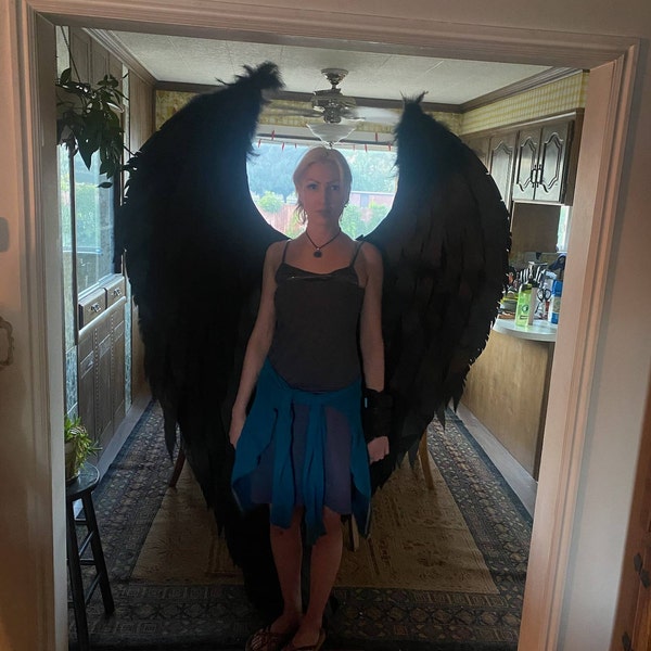 Large Black Angel Wings Costume, Movable Demon Fallen Angel Wings Adult ...