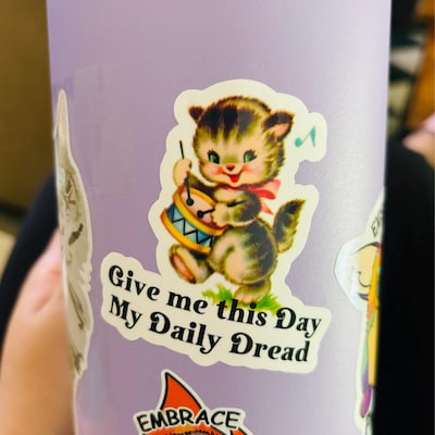 Feral Kitten Sticker Cute Vintage Cat Existential Dread Funny Kitsch ...