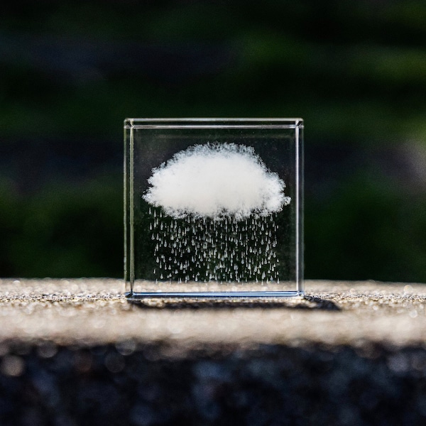 Crystal Cloud Rain Cube, Wolke, Sky, Rain, Cloud Sculpture, Paperweight ...