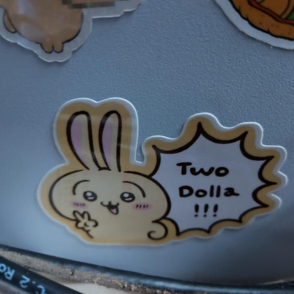 Chiikawa Usagi Sticker: "two Dolla!" Waterproof Vinyl Die-cut - Etsy