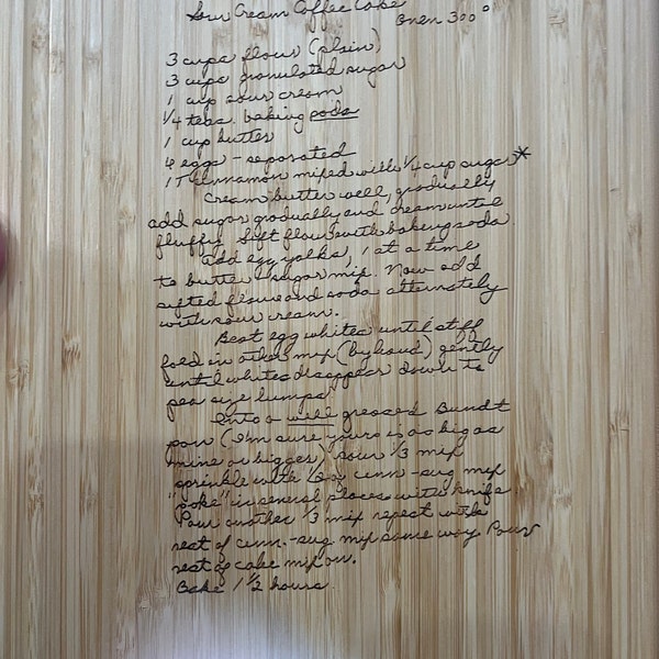 Handwritten Recipe Cutting Board, Grandma's Handwriting, Personalized ...
