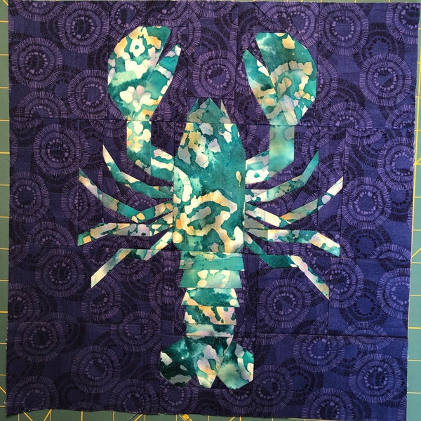 The Lobster Quilt Block #47 - 12 Inch PDF Paper Piecing Pattern - Etsy