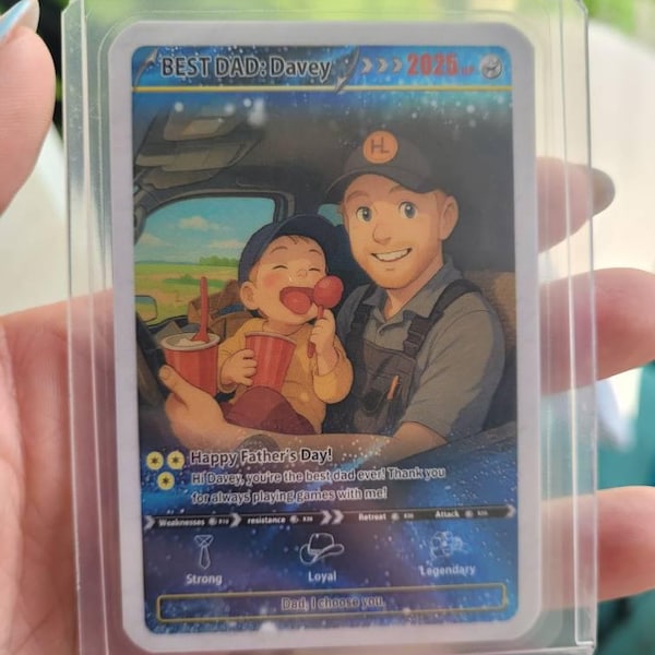 Custom Father's Day Pokemon Card – Personalized Gamer Dad Gift, Pokémon ...