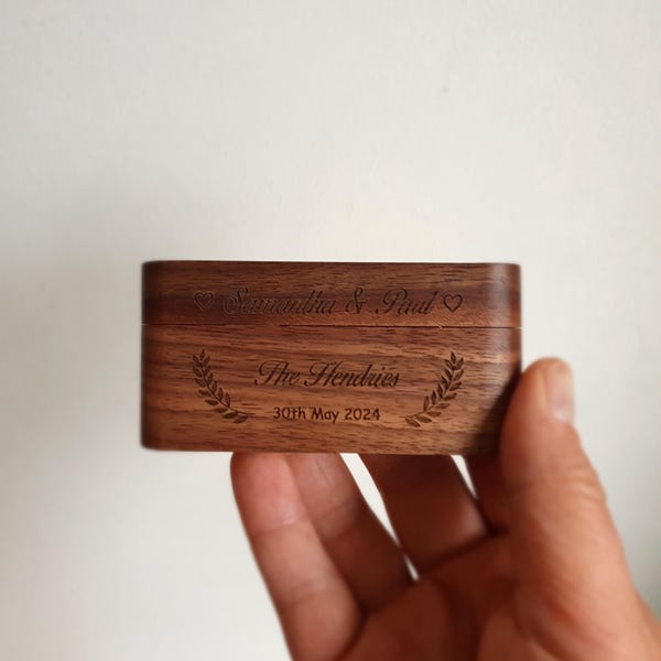 Engraved Custom Wedding Ceremony Ring Box | Double Slot Ring Bearer Box ...