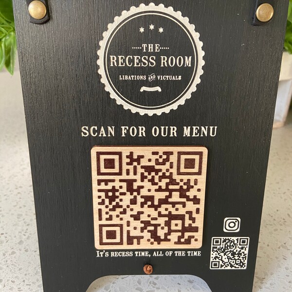Table Sign QR Code SCAN for MENU | Custom Engraved Wooden Restaurant ...