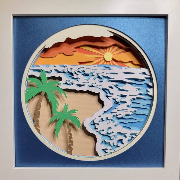 3d Beach Shadow Box Svg 3d Beach Svg 3d Layered Svg Files for Cricut ...
