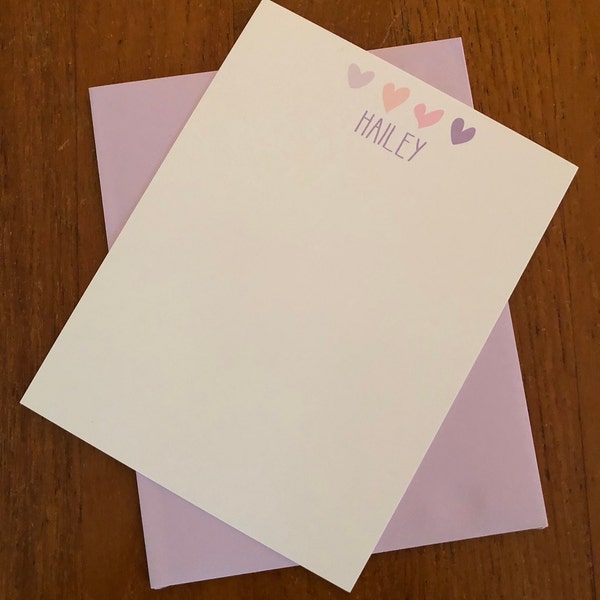 Girls Stationery Set // Personalized Stationery Set // Hearts ...