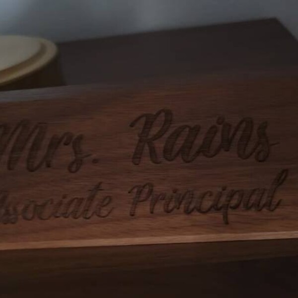 Personalized Desk Name Plate, Wood Desk Wedge, Engraved Desk Name Plate ...