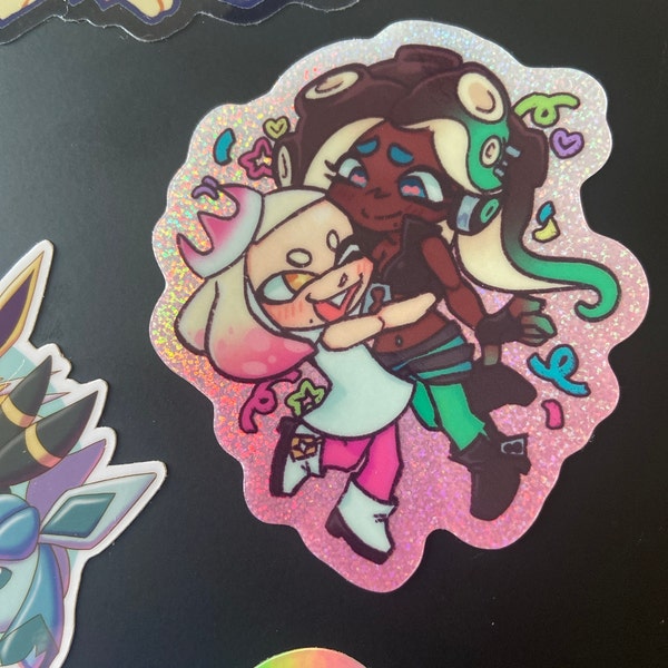 Pearl and Marina | Splatoon 2” Glitter Holographic Sticker - Etsy