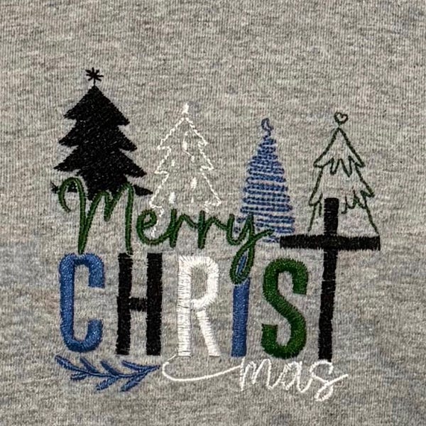 Merry Christmas Machine Embroidery Design. 6 Sizes. Christian Christmas ...