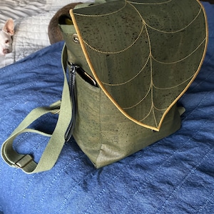 Green Cork Leather Leaf Backpack Made From Plant Based - Etsy Canada