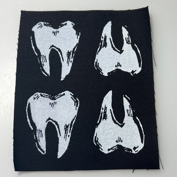 4 Teeth Punk Horror Handmade Sew-on Fabric Patches Set - Etsy
