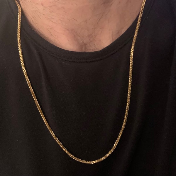 18k Real Gold Franco Chain Necklace - 2.5MM, 3MM Foxtail Chain - Etsy