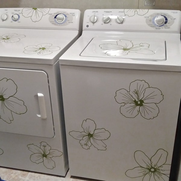 HIBISCUS FLOWER WASHER Decor - Domesticated Wall Decals Laundry Room ...