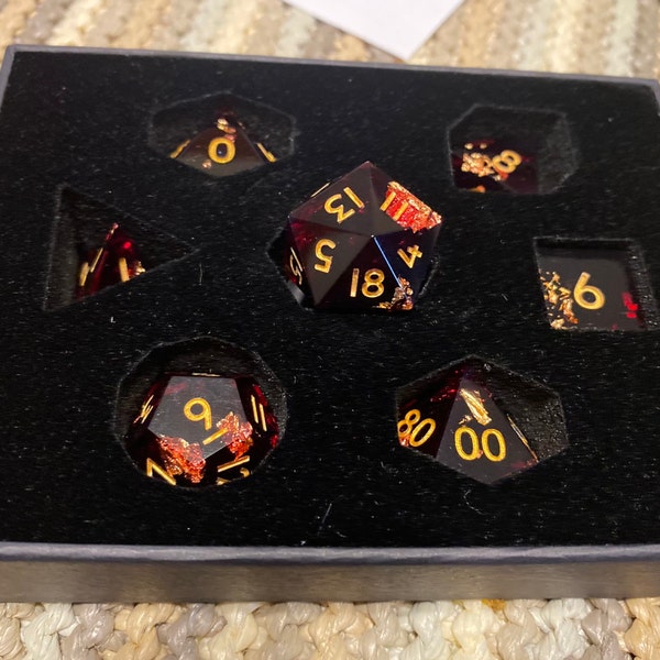 The Gods Are Athirst - Red and Black Handmade Resin Sharp Edge Dnd Dice ...
