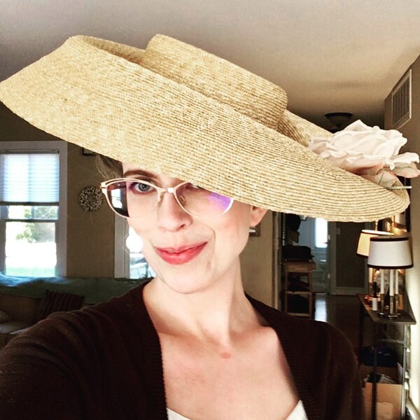 Rustic Straw Cloche ''MONA LISA'' Hat With Roll Brim - Wide Brim ...