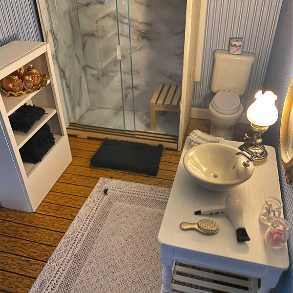 1:12 Scale Shower With Sliding Lucite Doors - Miniature Modern Bathroom ...