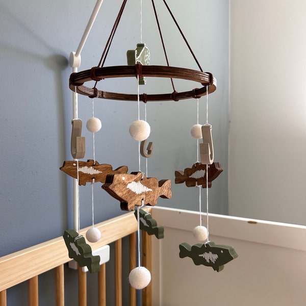 Bass Fishing Crib Mobile: Woodsy Nursery Decor - Etsy