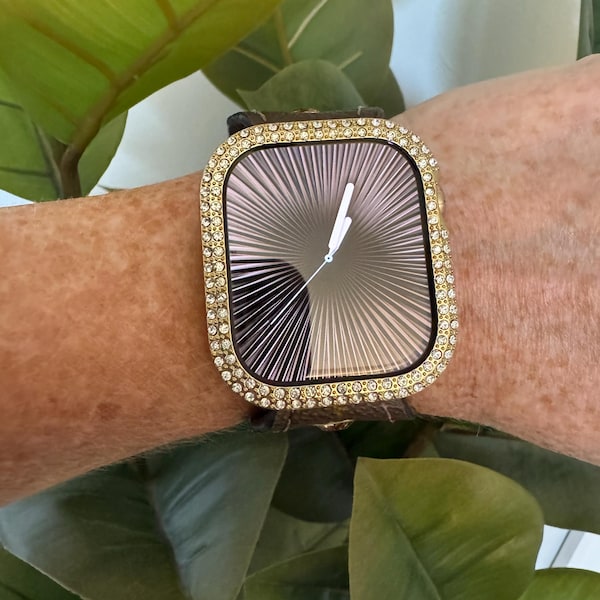 Silver Apple Watch Case Large 3.5mm Lab Diamonds Bezel Apple Watch ...