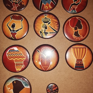 Africa Theme Pins 10 Pack African Buttons, 1 or 1.5 or 2.25 Pinback ...