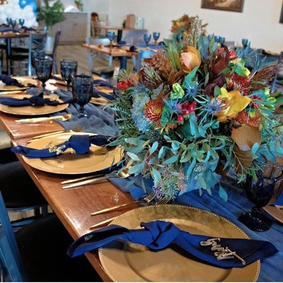 Navy Blue Boho Wedding Cheesecloth Table Runner, Wedding Table Runner ...