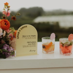 Wavy Bar Menu Sign, Acrylic Bar Sign, Custom Bar Sign for Wedding ...