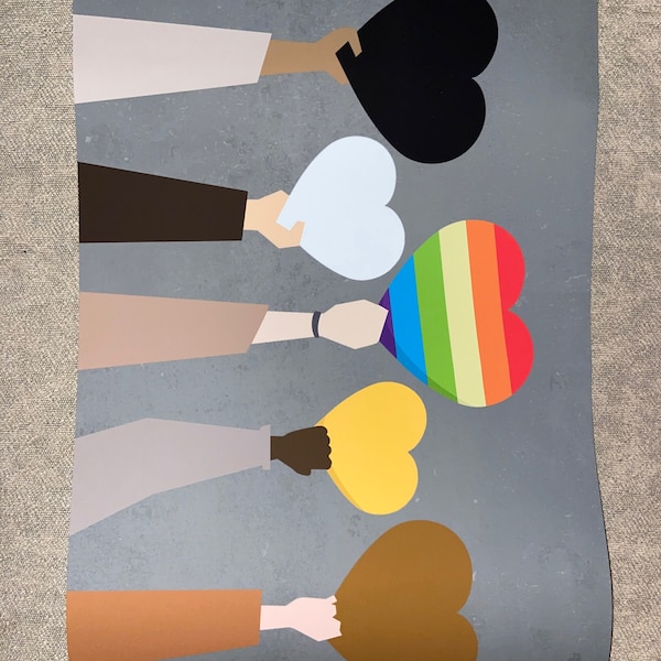 Diversity Hands Heart Poster-equality-peace-kindness-humankind ...
