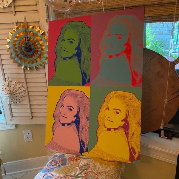 POP ART Andy Warhol A3 Printable Portrait. Personalized Quartet Poster ...