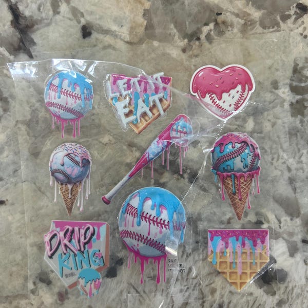 Drippy Baseball Sticker Set - Baseball Sticker Set, Water Bottle Decals ...