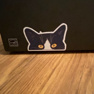 Peeking Cat Sticker Black and White Cat Stickers Tuxedo Cat Good ...