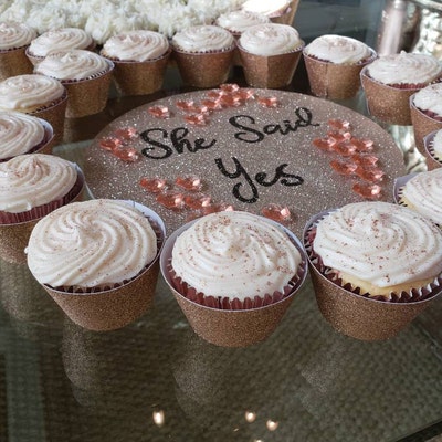 Rose Gold Glitter Cupcake Wrappers, Elegant Wedding Cupcakes - Etsy