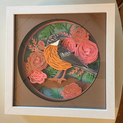 3d Robin Shadow Box Svg, 3d Layered Svg, 3d Shadow Box Svg, Cottagecore ...