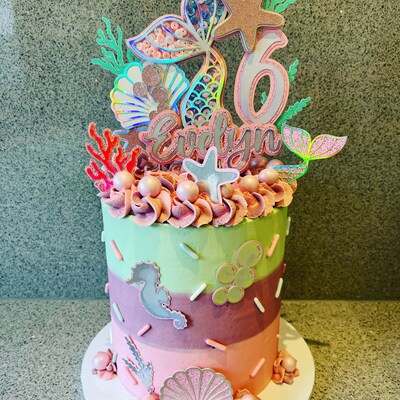 Mermaid Cake Topper, Mermaid Shaker Cake Topper, Mermaid 3d Cake Topper ...