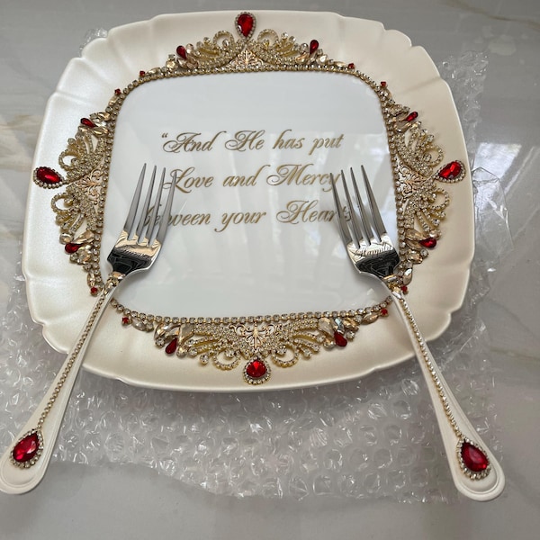 Gold Wedding Cake Knife Server Plate Set, Gold Wedding Cake Cutting Set ...