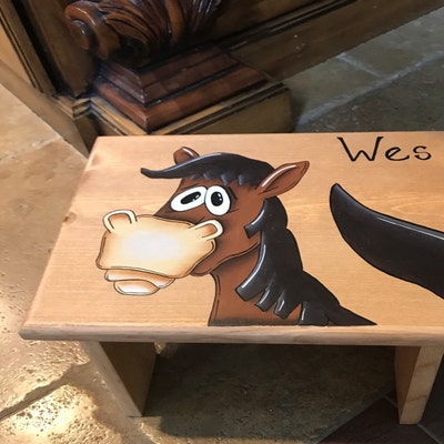Kids Step Stool, Horse Step Stool, Farm Animal Step Stool, Personalized ...