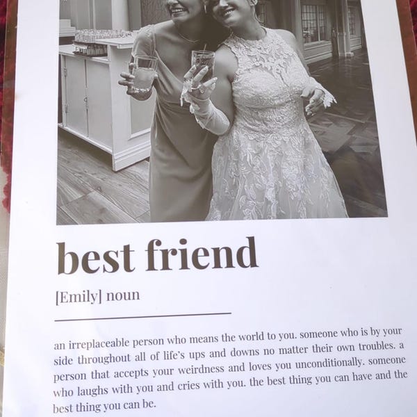 PERSONALISED BEST FRIEND Definition Print, Wall Art Print, Best Friend ...