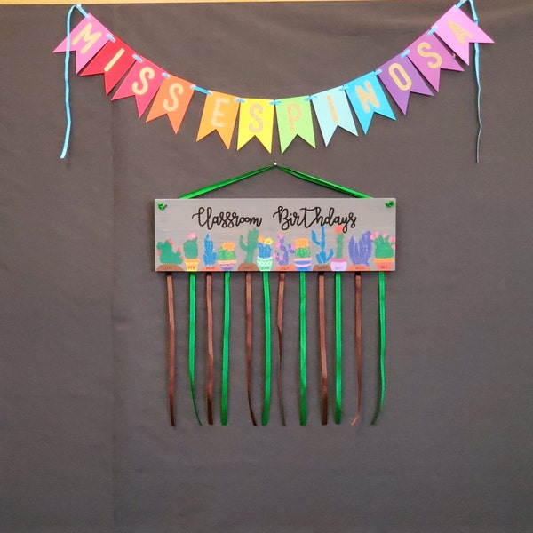 Birthday Calendar- Birthday Chart Cactus- Classroom Decor- Teacher Gift ...
