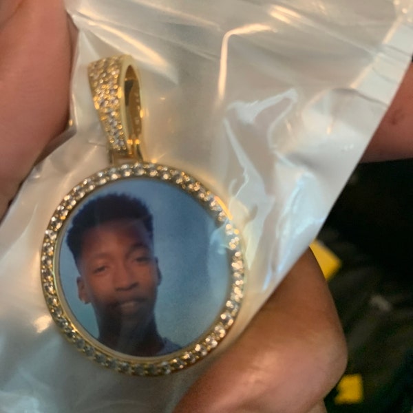 Custom Photo Necklace, Personalized Picture Necklace, Simulated Diamond ...