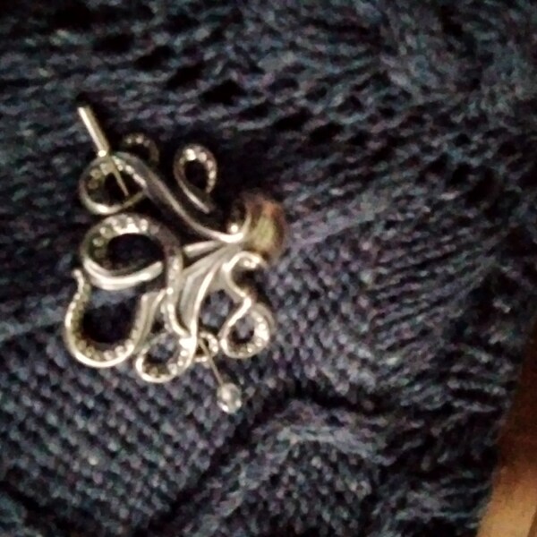 Silver Octopus Shawl Pin, Silver Stick Pin, Silver Shawl Pin, Sweater ...