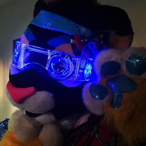 Illuminated Cyberpunk Cyber Goth Fursuit Visor J.A.R.V.I.S Advanced ...