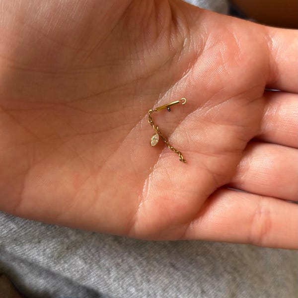 Titanium Vertical Dangle Hidden Helix Piercing, Threaded Flat Back Stud ...