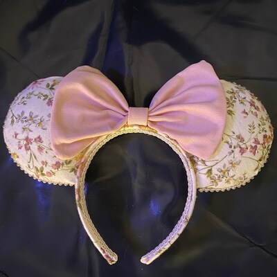 Pretty and Dainty Pink Floral Mouse Ears - Etsy