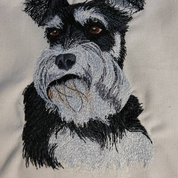 Standard Schnauzer Dog Face Embroidery Design: Machine Embroidery ...